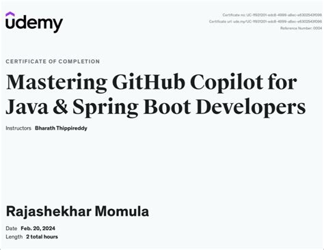 Completed Mastering Github Copilot For Java And Spring Boot Developers