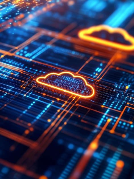 An Abstract Concept Of Cloud Computing Featuring A Glowing Cloud Symbol On A Circuit Boardlike