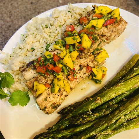Mahi Mahi With Coconut Rice And Mango Salsa Allrecipes