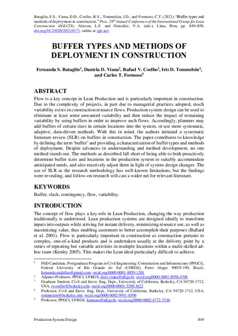 Pdf Buffer Types And Methods Of Deployment In Construction