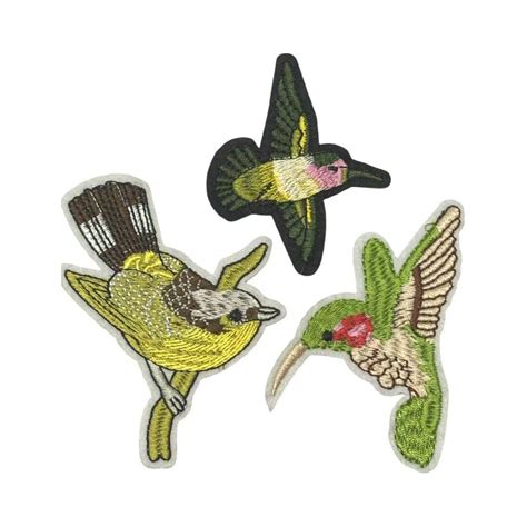 3 Pcs Of Different Green Bird Embroidered Patch Sew On Cloth Badge