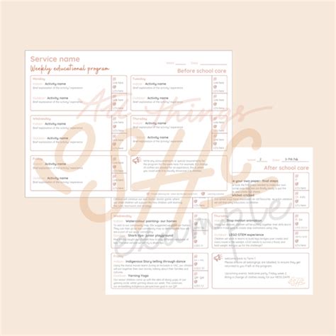 Educational Program Template All Things Oshc