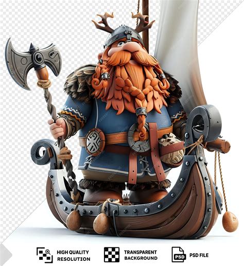 3d Swedish Cartoon Viking Exploring New Lands On Longship Expedition