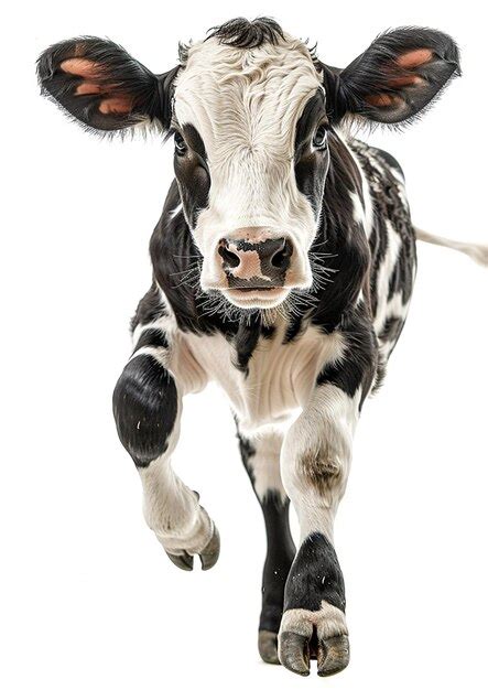 A Happy Small Cow Isolated On White Backgroound Premium Ai Generated