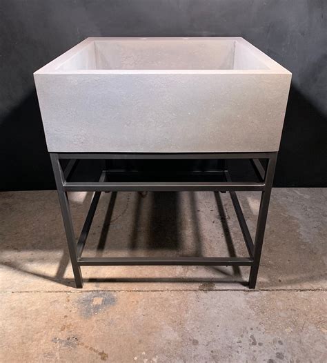 Custom Concrete Utility Sink With Steel Base Modern Laundry Sink Etsy