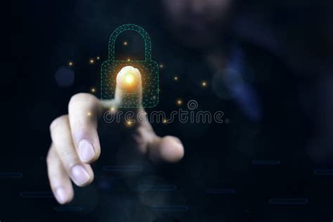 Businessman Scan Fingerprint With Virtual Screen Interface To Enter Internet Networkfuturistic Businessman Scan Fingerprint With Virtual Screen Interface To Enter Internet Networkfuturistic