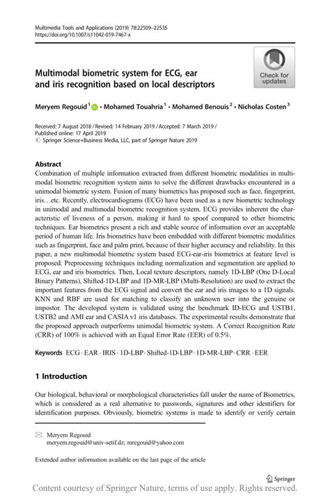 Multimodal Biometric System For Ecg Ear And Iris Recognition Based On Local Descriptors
