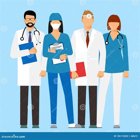 Doctors And Assistant In A Dressing Gown With A Stethoscope Doctor Without A Face Stock Vector