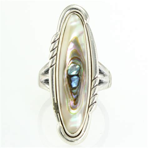 Vintage Silver Abalone Sterling Silver Ring Vintage Bell Trading