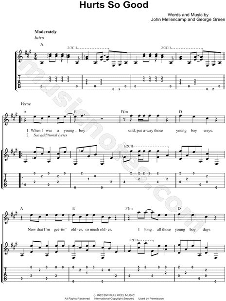 John Mellencamp Hurts So Good Guitar Tab In A Major Download