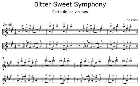 Bitter Sweet Symphony Sheet Music For Violin