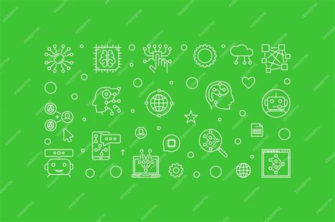 Premium Vector Machine Learning Outline Horizontal Banner Vector Ml Concept Illustration