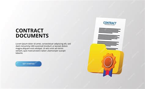 Premium Vector Document Contract File Paper And Folder Icon Illustration With Certificate Medal