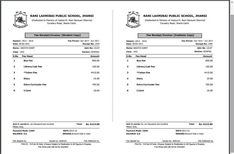 School Fee Receipt Formats Word Excel Templates