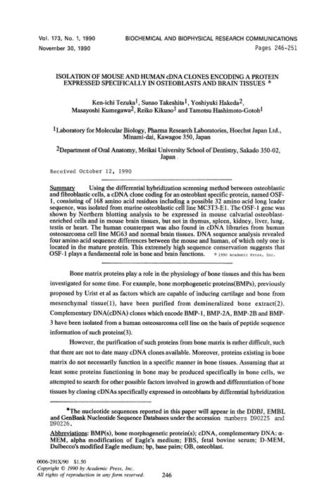 Pdf Isolation Of Mouse And Human Cdna Clones Encoding A Protein Expressed Specially In