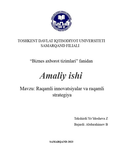 15 Amaliy Ish Pdf