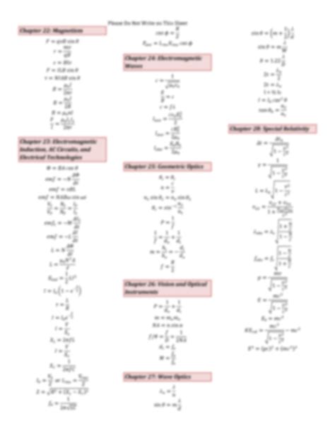 Solution Physics Formula Sheet Studypool