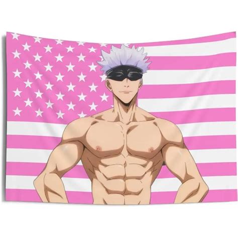 Gojo Satoru Pink Body Jjk Wall Banner Anime American Flag Poster