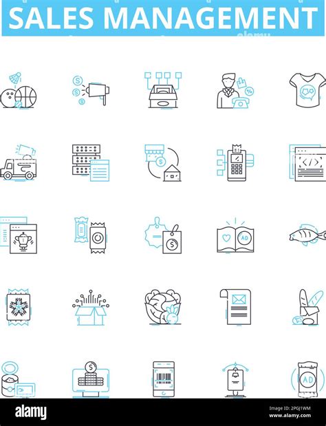 Sales Management Vector Line Icons Set Sales Management Process Crm