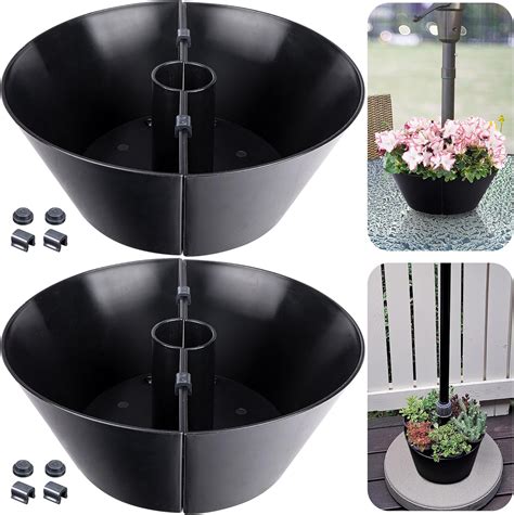 Ebaokuup 2 Packs Umbrella Planter For Patio Table Pvc Half Circle