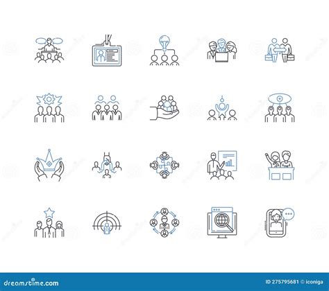 Business Structure Line Icons Collection Hierarchy Organization