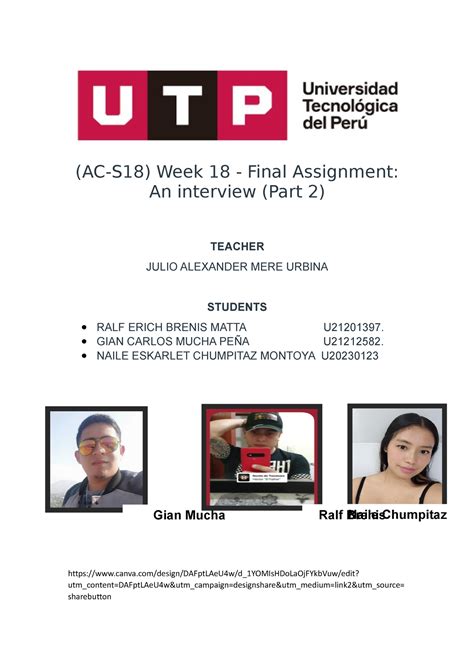 Final Assignment An Interwiew Parte 2 Ingles Iv Utp Studocu