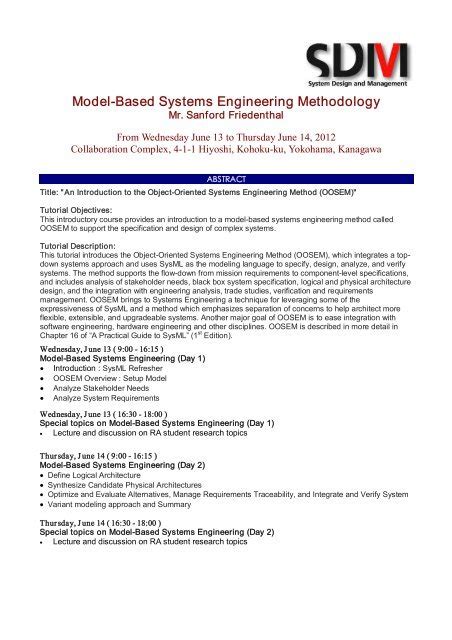 Model Based Systems Engineering Methodology