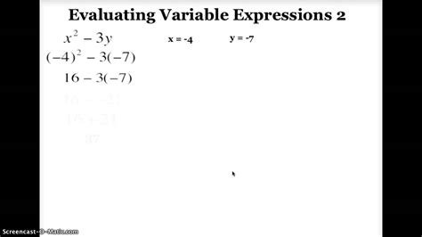Evaluating Variable Expressions 2 Youtube