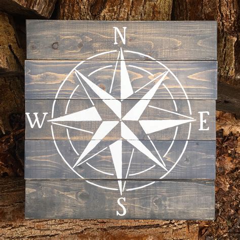 Hand Painted Compass Pallet Wood Sign