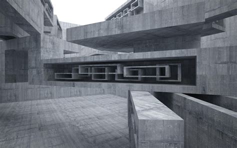 Un Gran Edificio De Hormigón Con Un Gran Ventanal Que Dice La Palabra En él Foto Premium