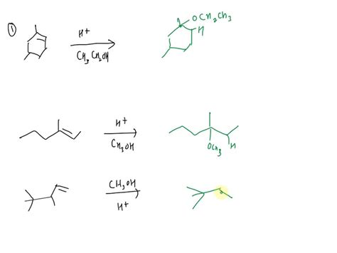 SOLVED: 11. Draw the products of the following reactions of alcohol with alkenes, showing ...