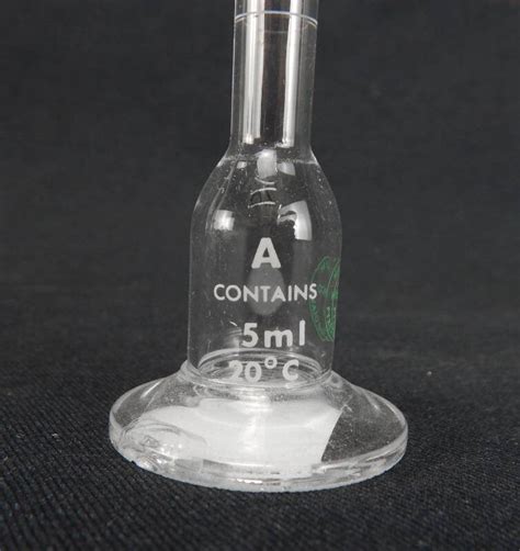 Vintage Micro Volumetric Flask 5 Ml Merco Of Pyrex Brands Flat