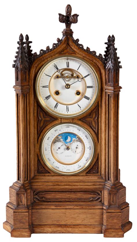 At Auction A Gothic Revival Styel Oak Barometer Clock 19th Century