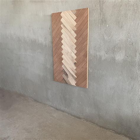 Handmade Wood Wall Art Chevron Pattern Wall Decor Iroko And Walnut