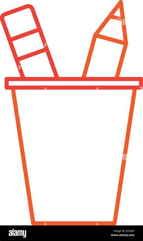 School Plastic Cup With Pencil Pen Supplies Stock Vector Image And Art