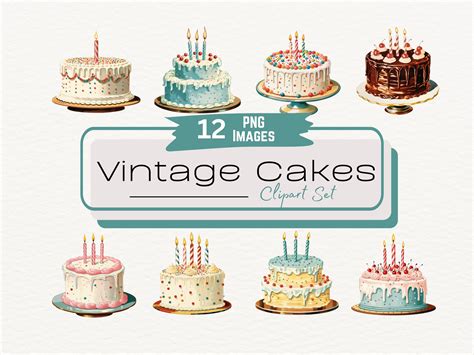 Birthday Cake Illustration Vintage
