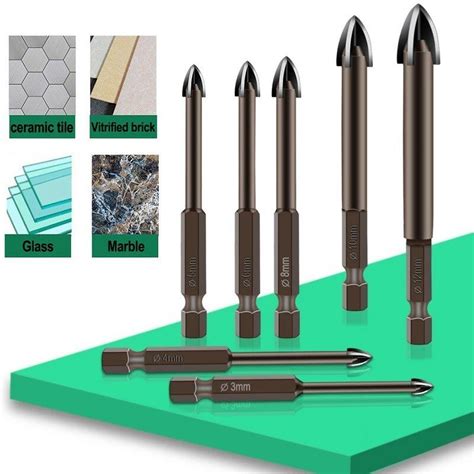 크로스 육각 타일 비트 유리 세라믹 콘크리트 홀 오프너 합금 삼각형 드릴 목재 세라믹 타일용 크기 3mm 4mm 5mm