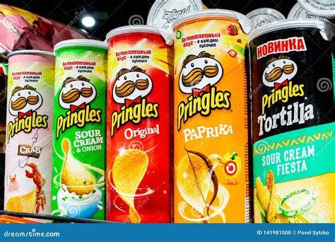 Minsk Belarus March 13 2019 Variety Of Pringles Potato Chips