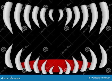 3d Rendering Scary Halloween Monster Devil Tooth On Black Background Stock Illustration