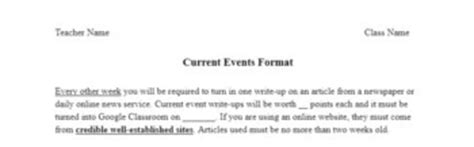 Current Event Assignments By Lauren A Tpt