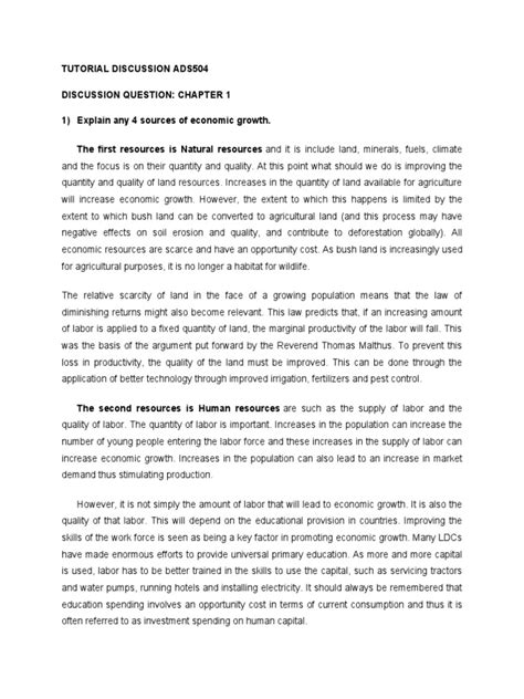 Tutorial Discussion Ads504 Pdf Labour Economics Economic Growth