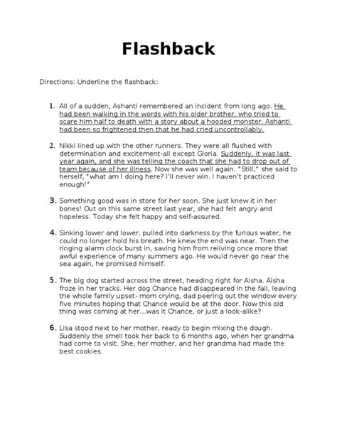 Flashback Worksheet Pdf Worksheets Library