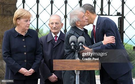 109 President Obama Visits Buchenwald Concentration Camp Memorial Stock