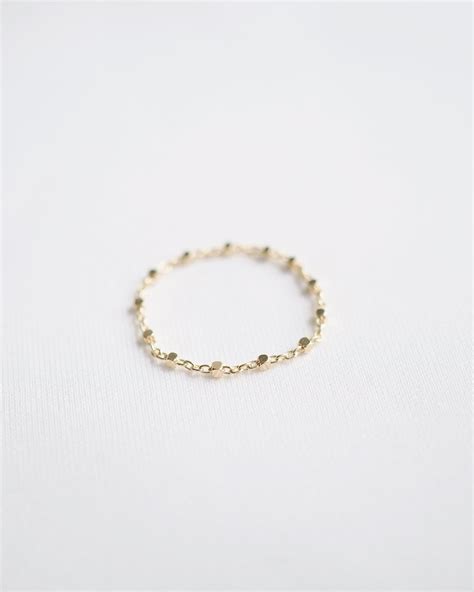 Box Chain Ring 14k Yellow Gold Azen Jewelry
