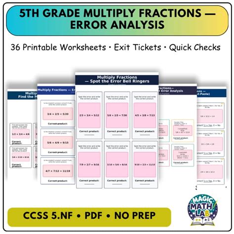 5th Grade Multiplying Fractions Error Analysis Printable Worksheets