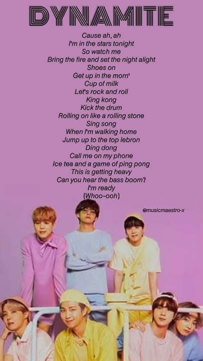 Bts Dynamite Lyrics Lyrics Music Song Kpop Bts Btsarmy