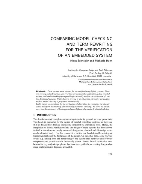 Pdf Comparing Model Checking And Term Rewriting For The Verification
