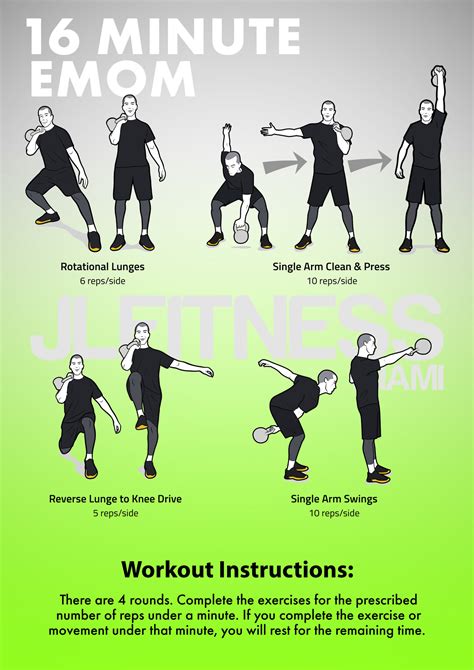 16 Minute Kettlebell Emom 4 Exercises Jlfitnessmiami Easy To Follow