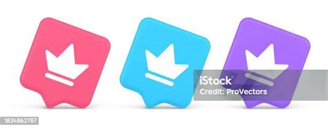 크라운 버튼 로얄 중세 왕 여왕 머리 장식 웹 앱 3d 현실적인 말풍선 아이콘 3차원 형태에 대한 스톡 벡터 아트 및 기타 이미지 3차원 형태 공란 공주 Istock