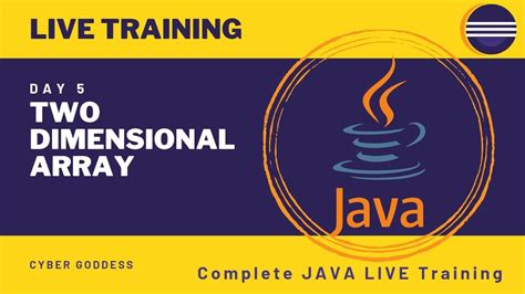 Day 5 Two Dimensional Array String Methods Complete Java Training Live Cyber Goddess